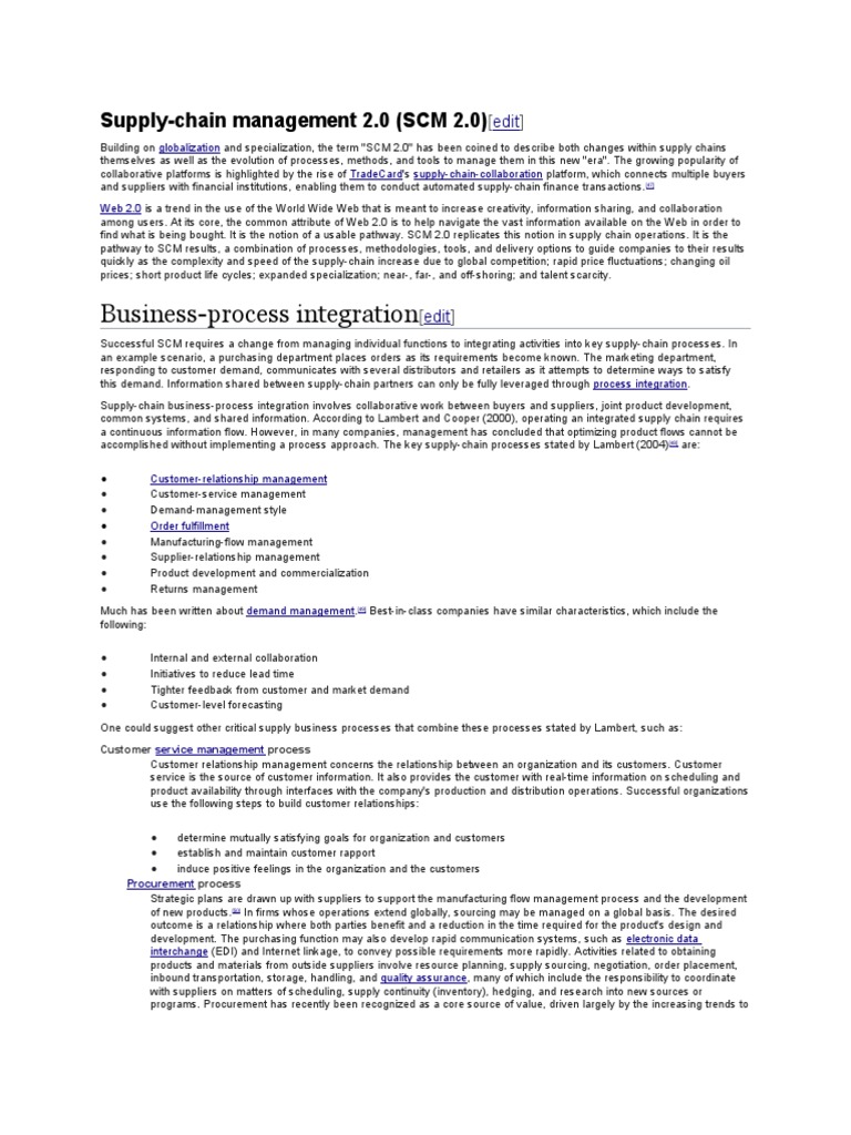 Business-Process Integration: Supply-Chain Management 2.0 (SCM 2.0 ...