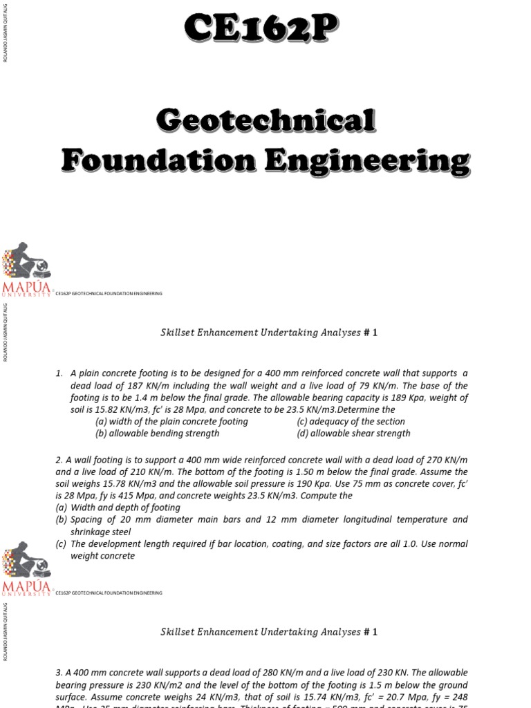 Ce162P Geotechnical Foundation Engineering: Public For Public Use | PDF ...