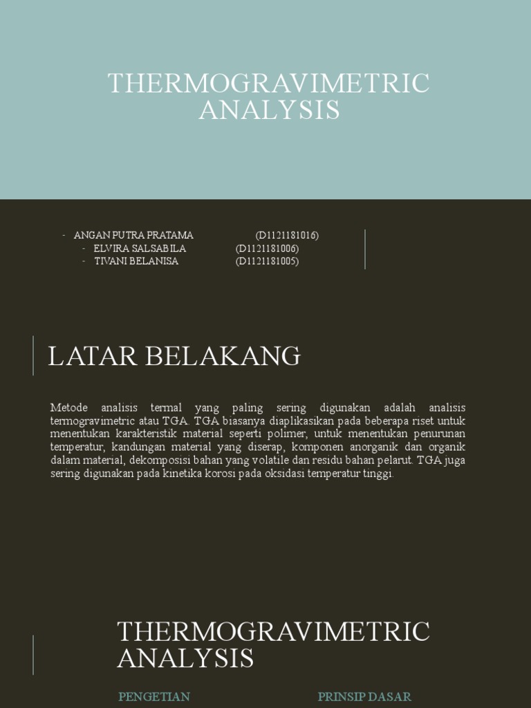 Analisis Termogravimetri (TGA) dan Aplikasinya | PDF