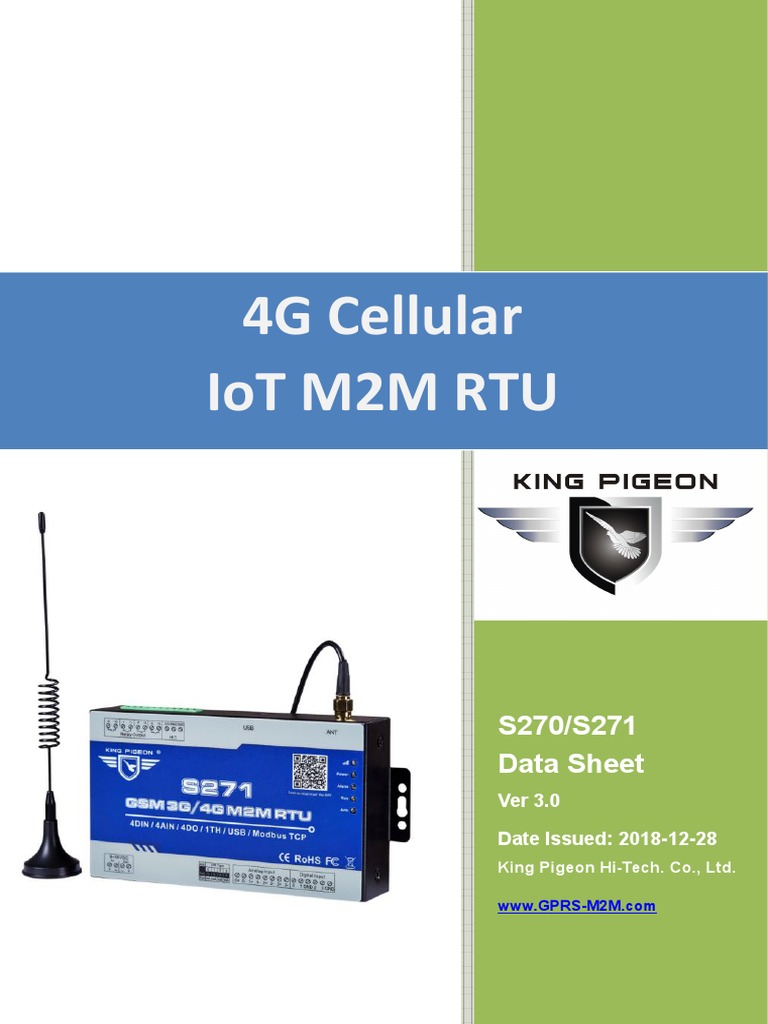 4G Cellular IoT M2M RTU Data Sheet | PDF | Internet Of Things | General ...