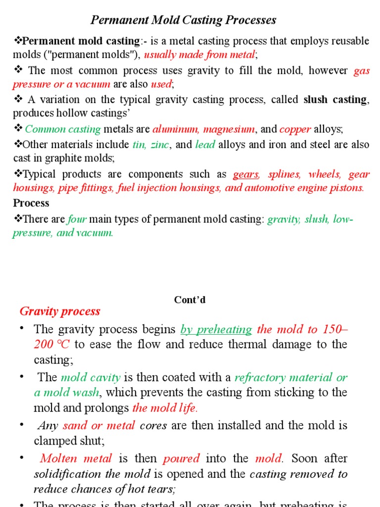 Permanent Mold Casting Processes: Usually Made From Metal Gas Pressure ...