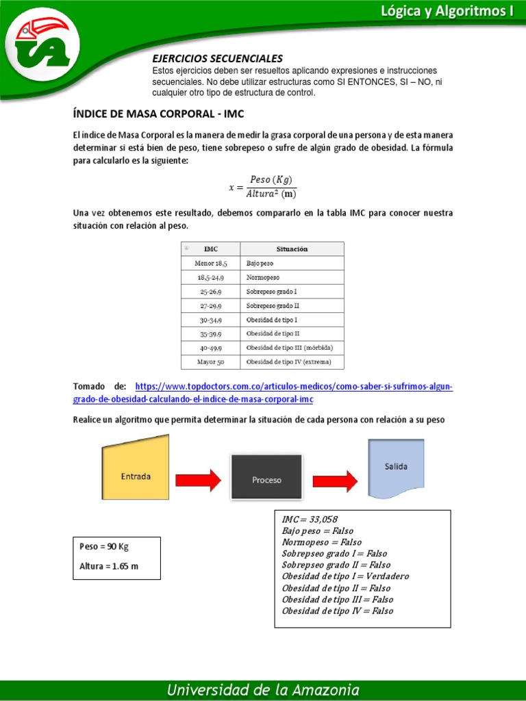 Índice de Masa Corporal - Imc: Ejercicios Secuenciales | PDF