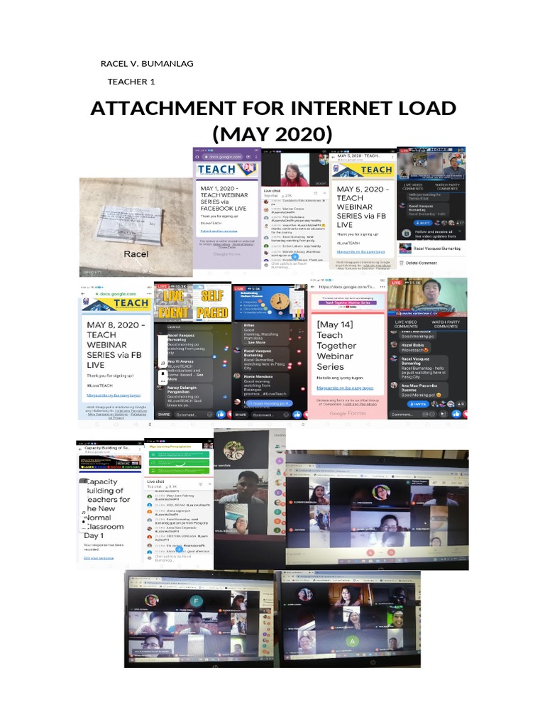 Attachment For Internet Load (MAY 2020) : Racel V. Bumanlag Teacher 1 | PDF