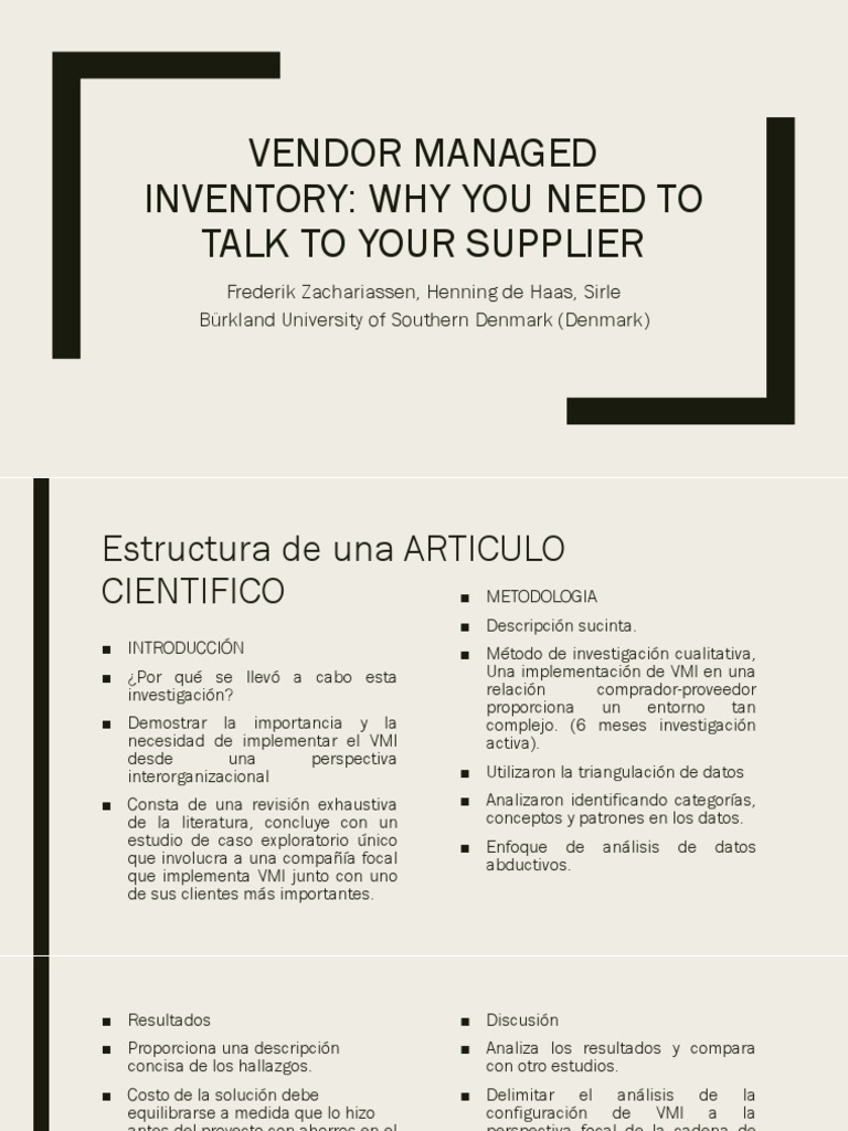 Vendor Managed Inventory | PDF