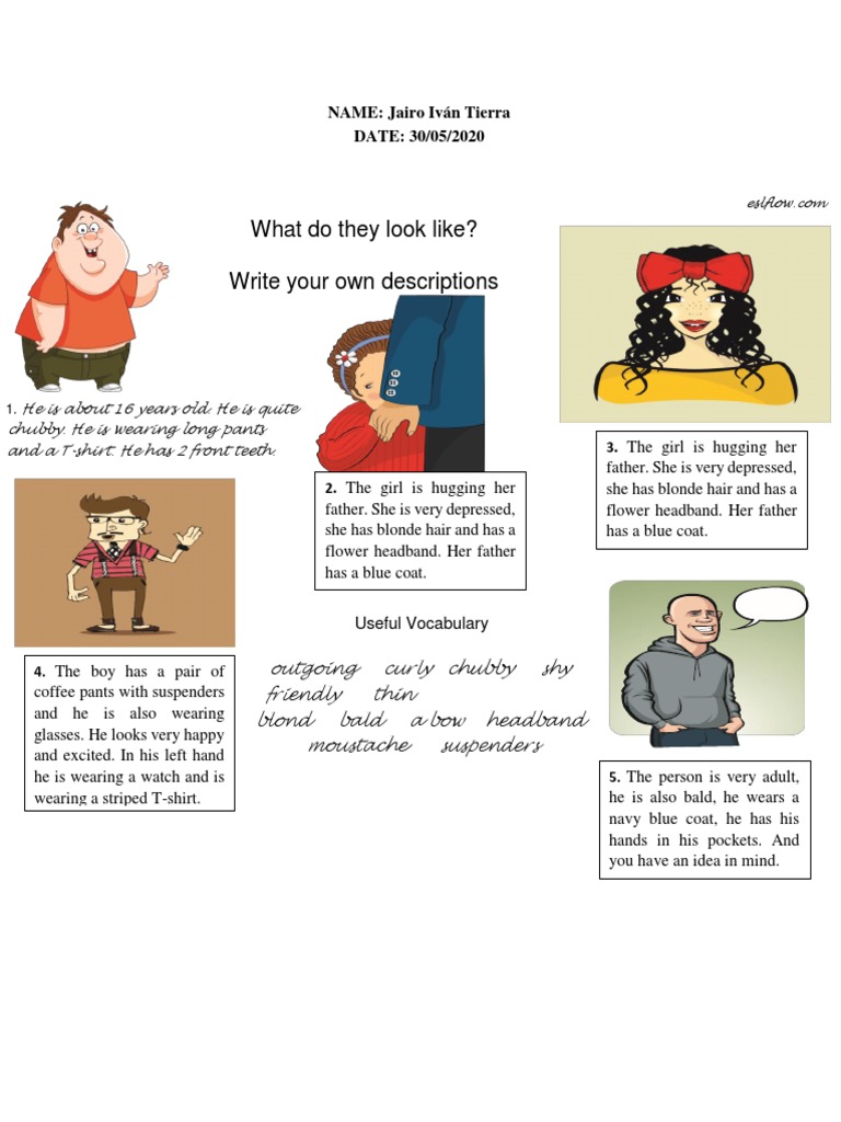 What Do They Look Like? Write Your Own Descriptions: NAME: Jairo Iván ...