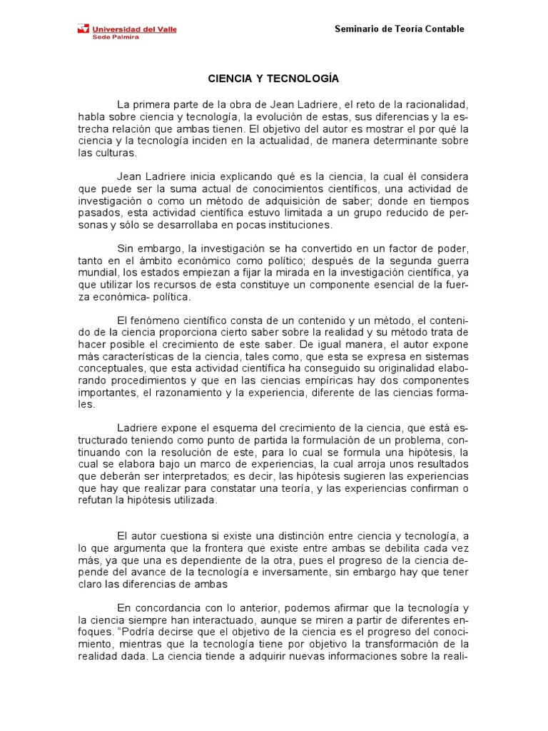 Lecturas-Ciencia y Tecnologia | PDF | Conocimiento | Teoría