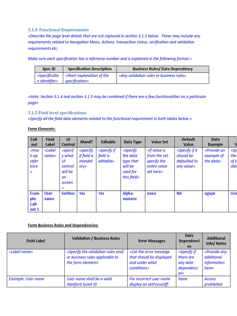 Functional Specification Document Template | PDF | Specification ...
