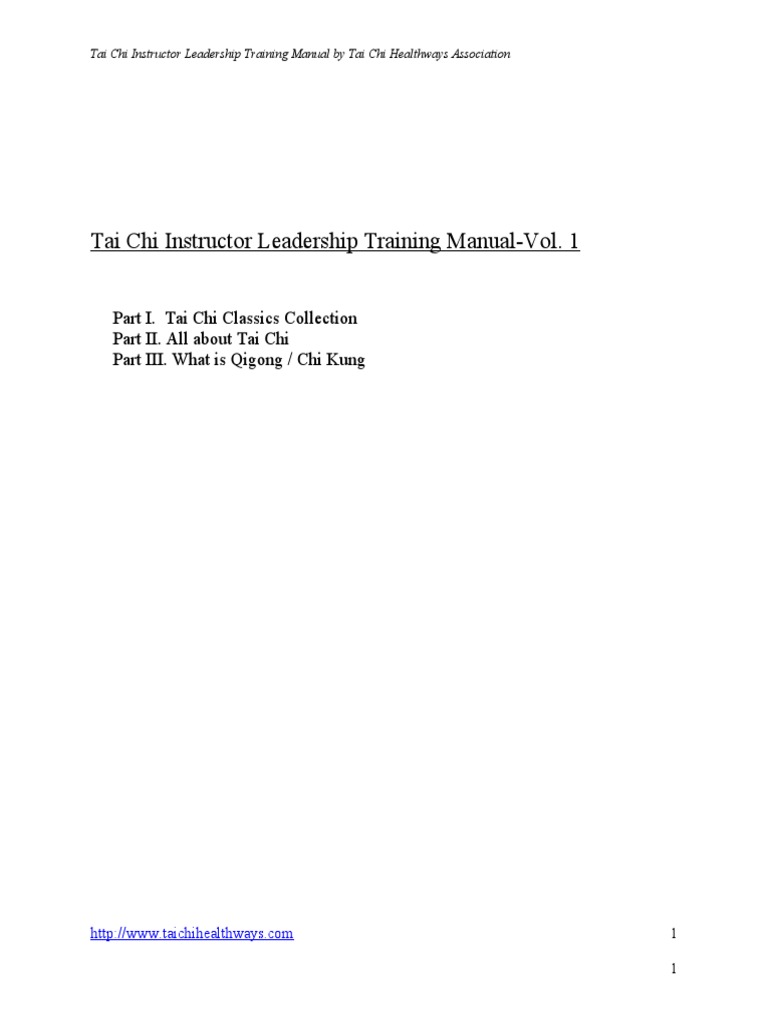 Tai Chi Instructor Leadership Training Manual Vol.1 | PDF | Tai Chi ...