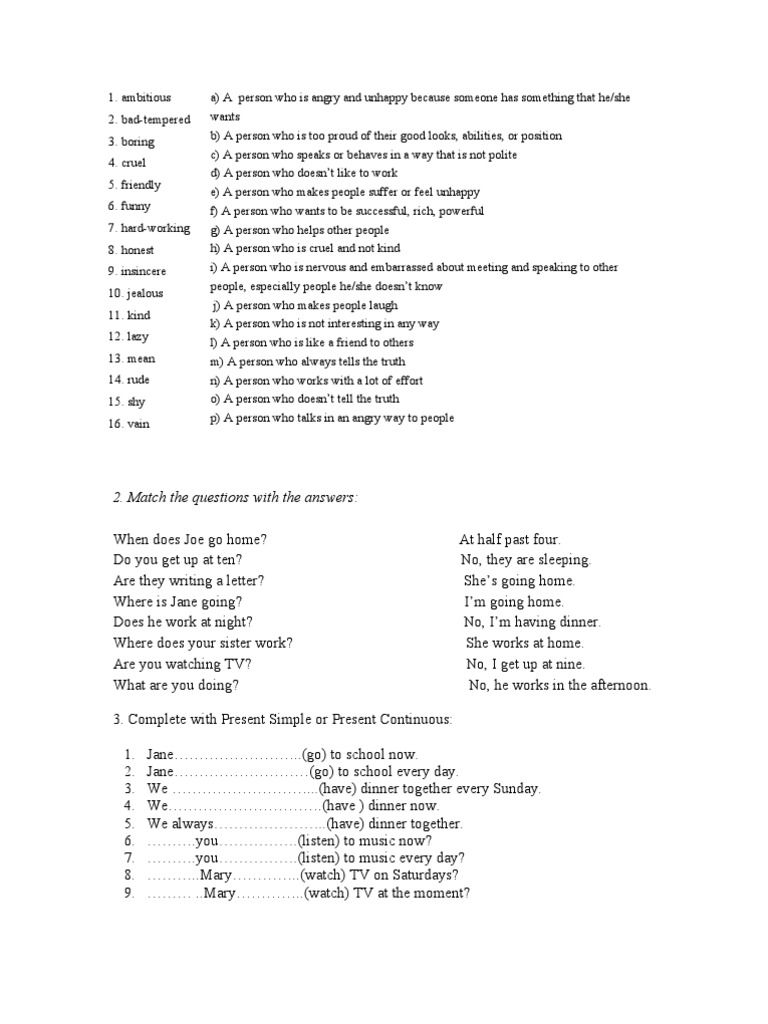 Match The Questions With The Answers | PDF