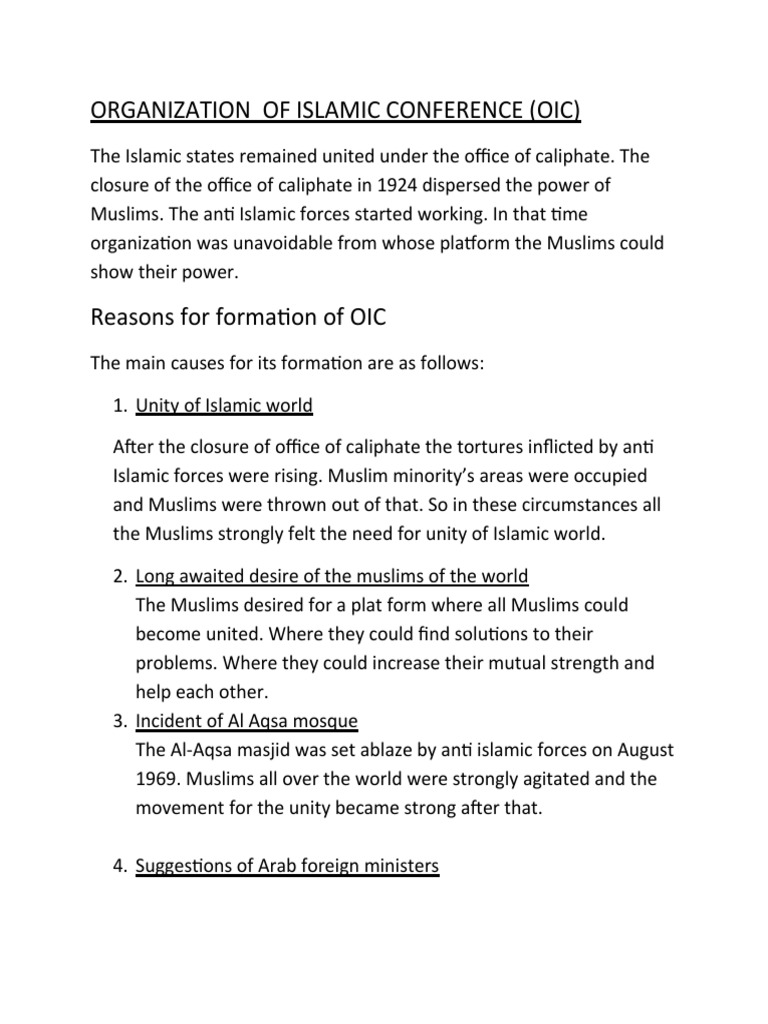 Organization of Islamic Conference | PDF | Organisation Of Islamic ...