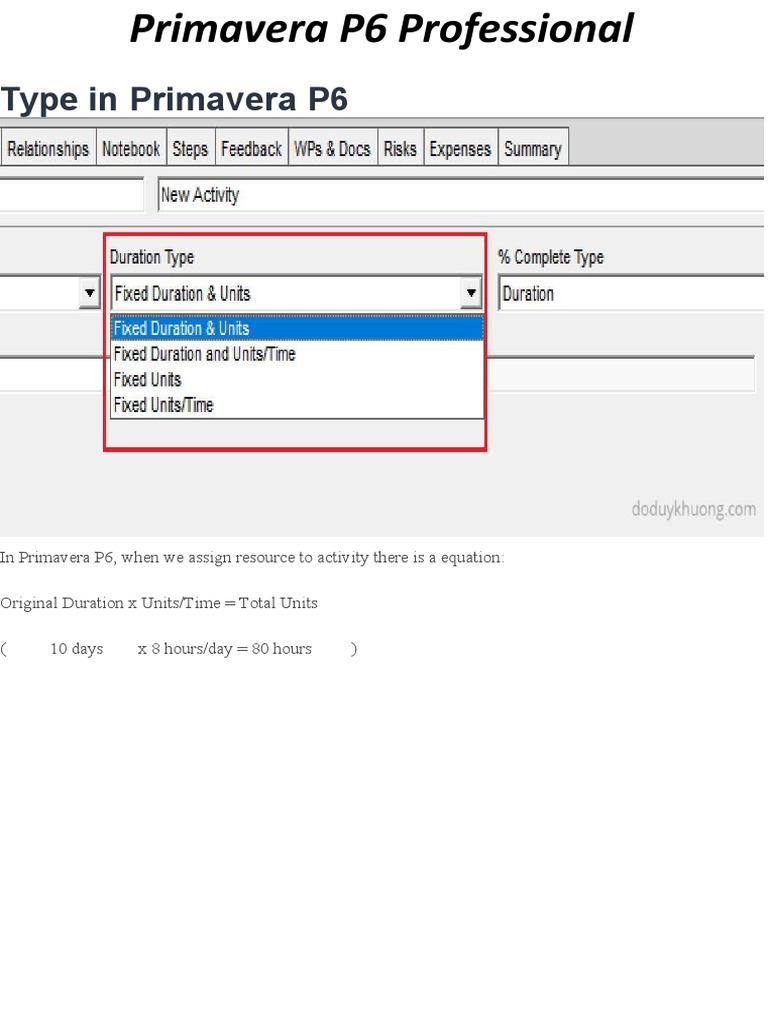 Type in Primavera P6 | PDF | Teaching Mathematics | Computing And Information Technology
