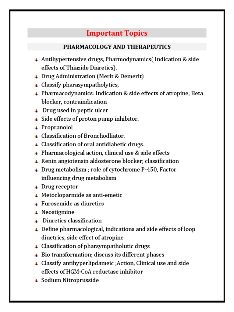 Pharmacy Syllybus, Important Topics | PDF | Tablet (Pharmacy) | Vaccines