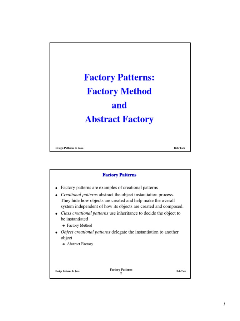 Factory Patterns Factory Method And Abstract Factory Pdf Class Computer Programming