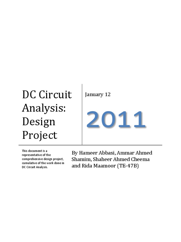 DC Circuit Analysis - Final Lab Design Project | PDF | Network Analysis ...
