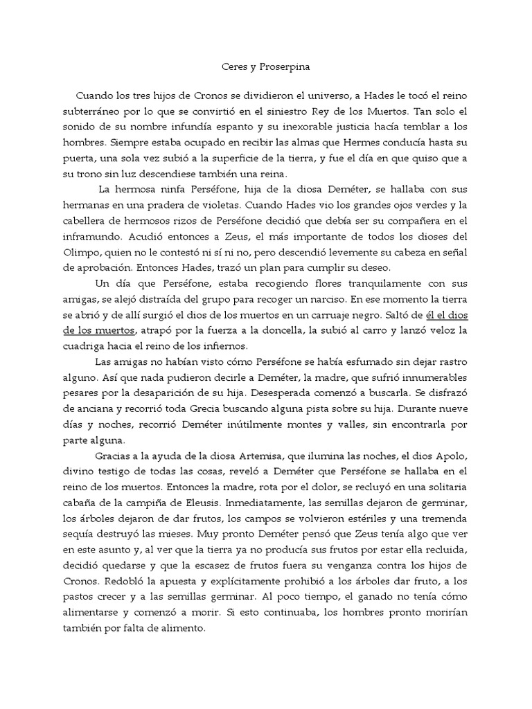 Ceres y Proserpina | PDF | Perséfone | infierno