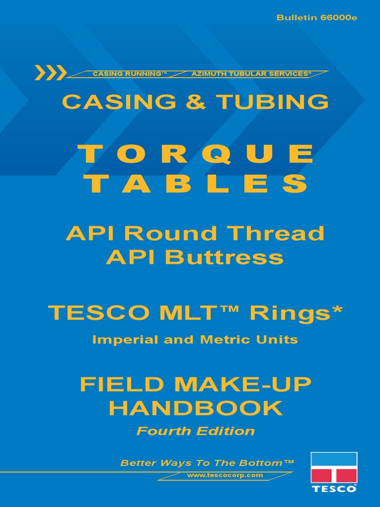 TESCO TORQUE TABLES Casing & Tubing PDF | PDF | Torque | Pipe (Fluid ...