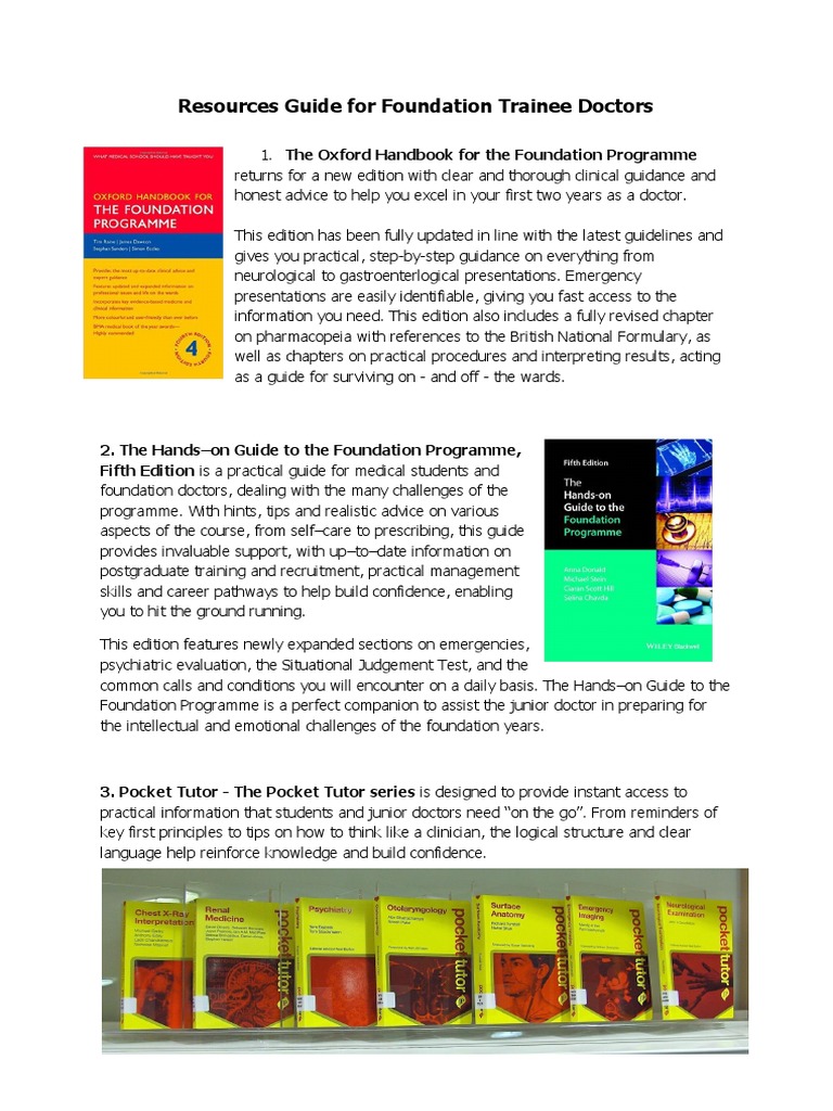 Resources Guide For Foundation Trainee Doctors | PDF | Intensive Care ...