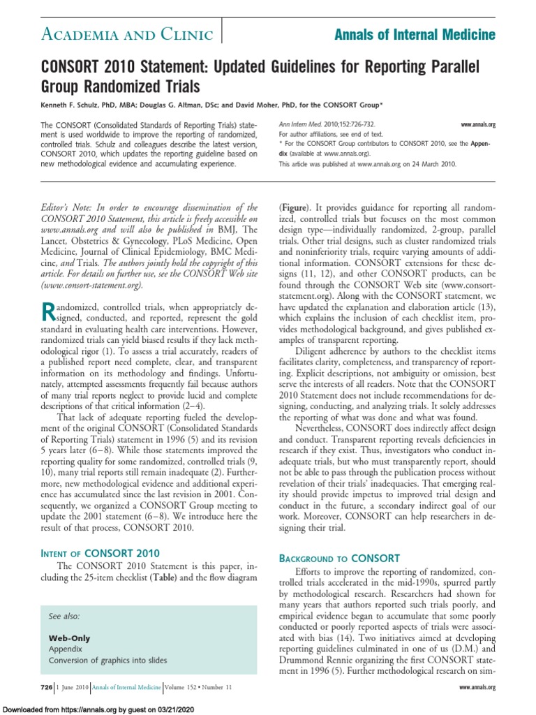 7 CONSORT 2010 Statement Updated Guidelines For Reporting Parallel ...