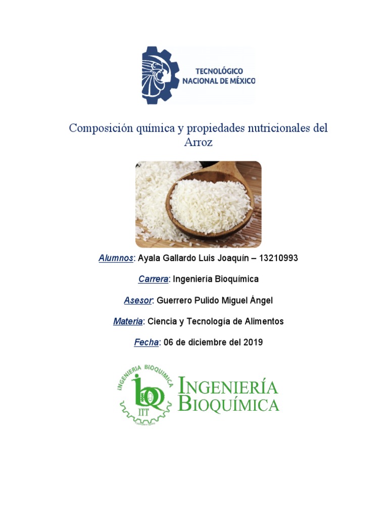 Composición Química y Propiedades Nutricionales Del Arroz | PDF | Nutrición | Dieta y nutrición