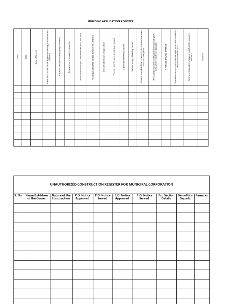 Ward Planning & Regulation REGISTERS | PDF | Common Law | Business