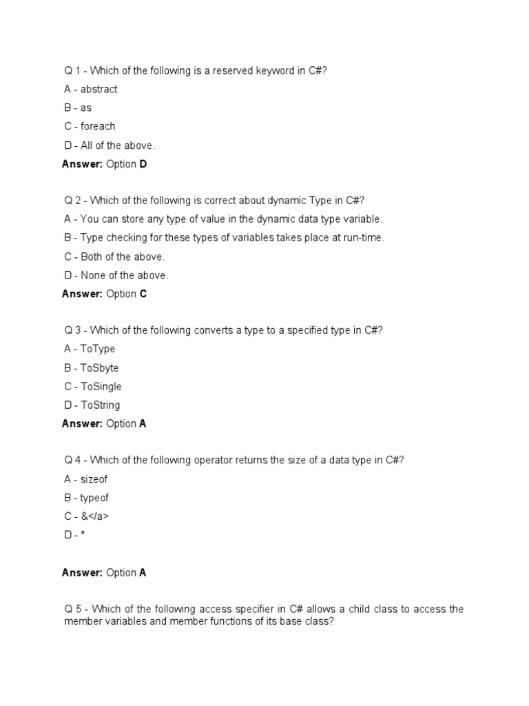 Quiz C Pdf Class Computer Programming C Sharp Programming