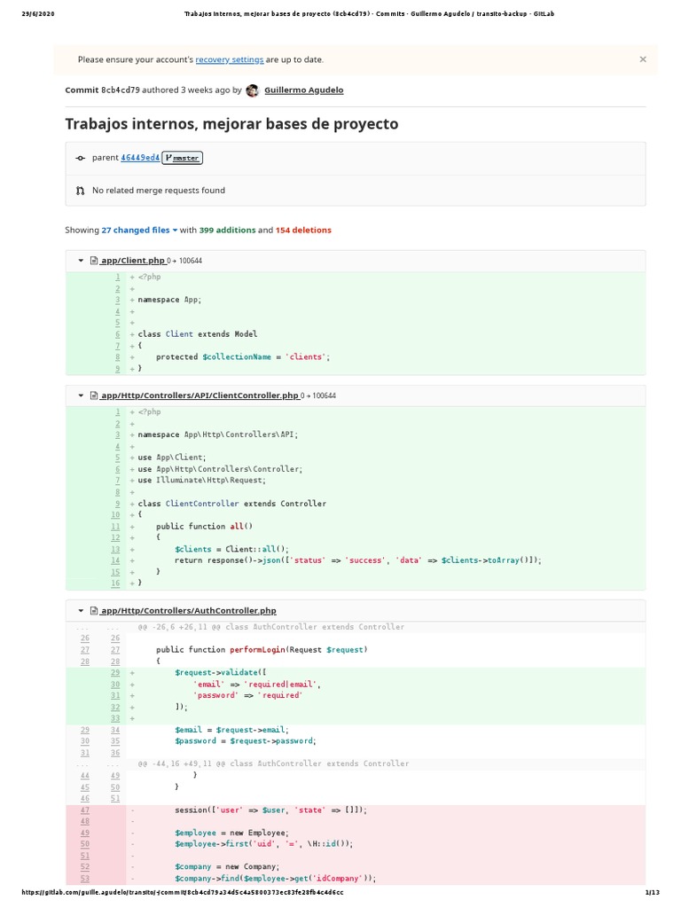 Trabajos Internos, Mejorar Bases de Proyecto: Commit Authored 3 Weeks Ago by | PDF | Data ...