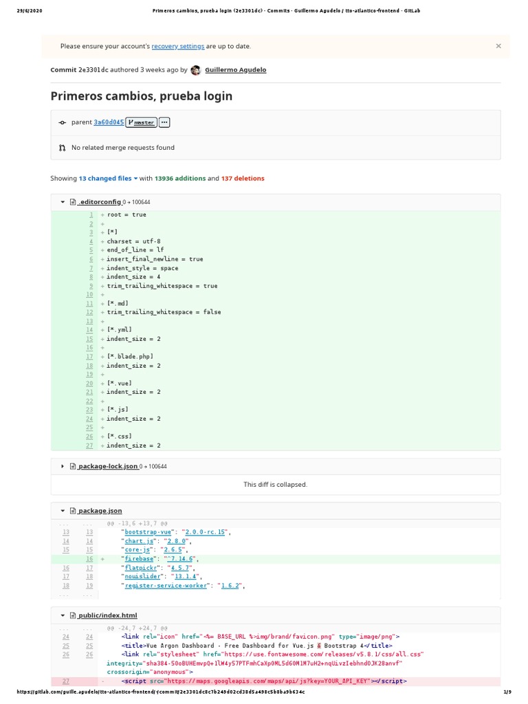 Primeros Cambios, Prueba Login: Commit Authored 3 Weeks Ago by | PDF | Information Technology ...