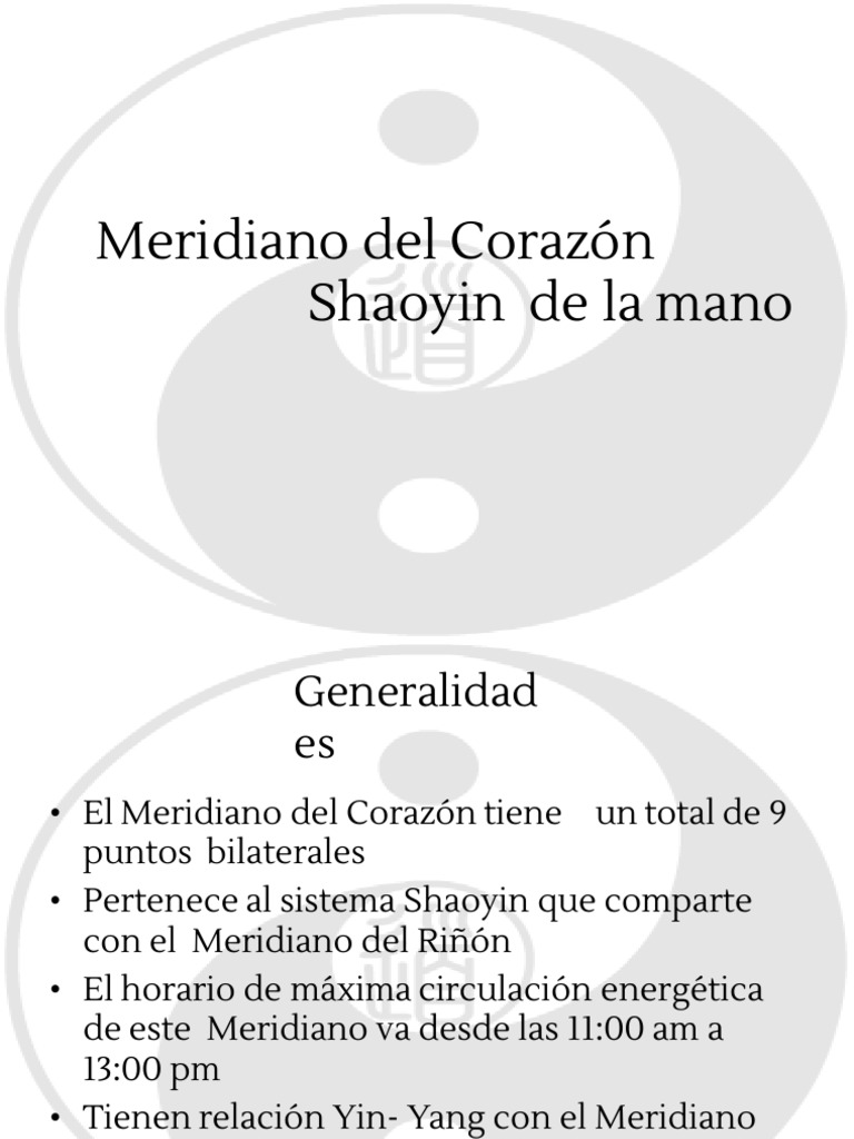 Meridiano del Corazón y su Función | PDF | Mano | Corazón
