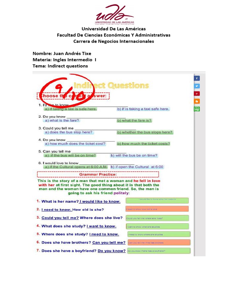 Indirect Questions | PDF