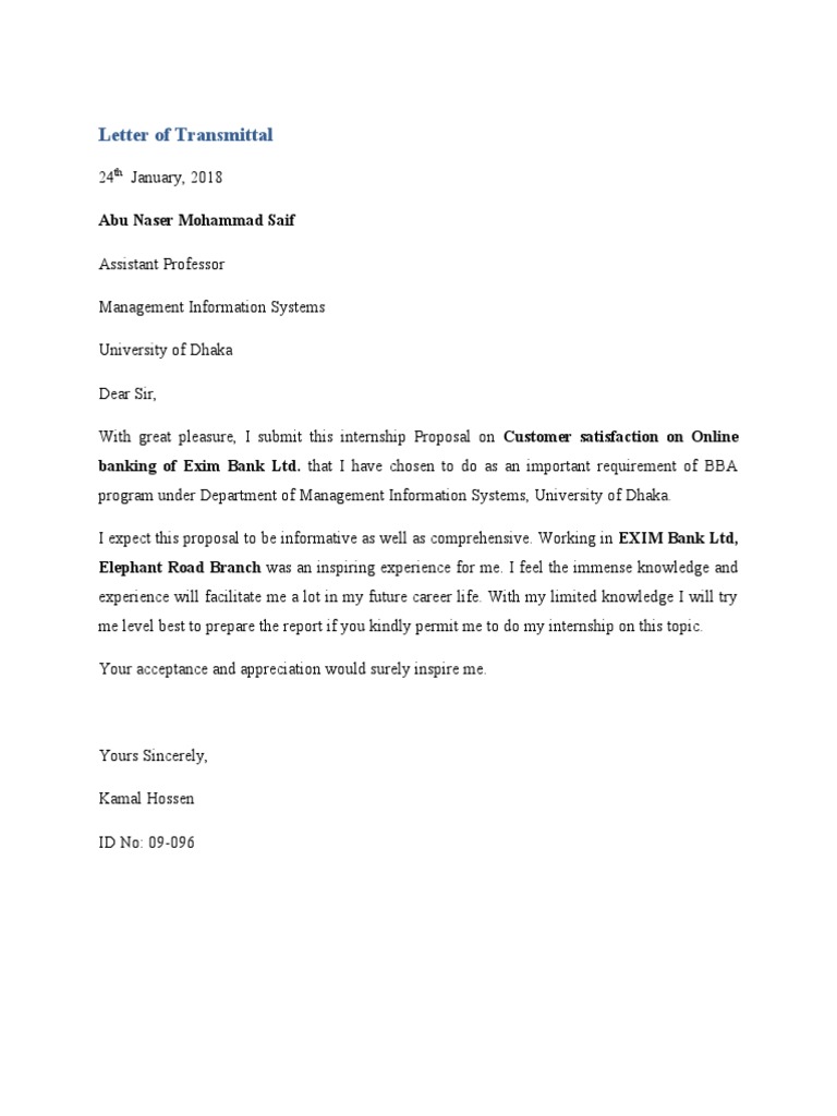 Letter of Transmittal | PDF