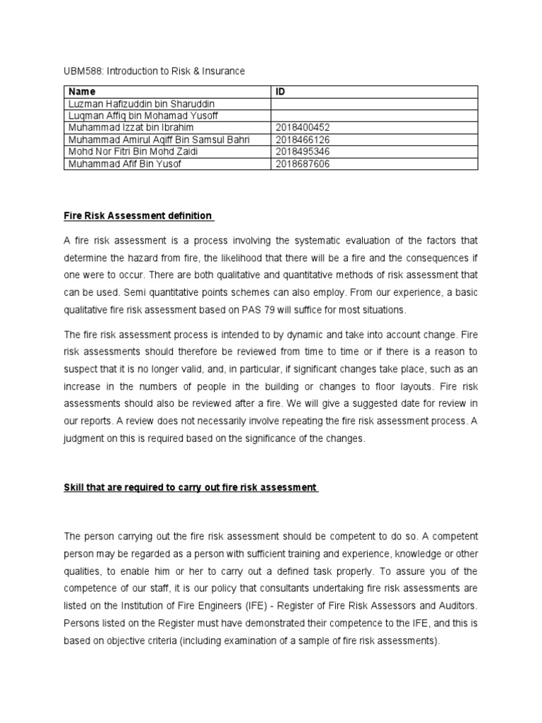 Risk Assement On Building (Fire) | PDF | Fire Safety | Fires