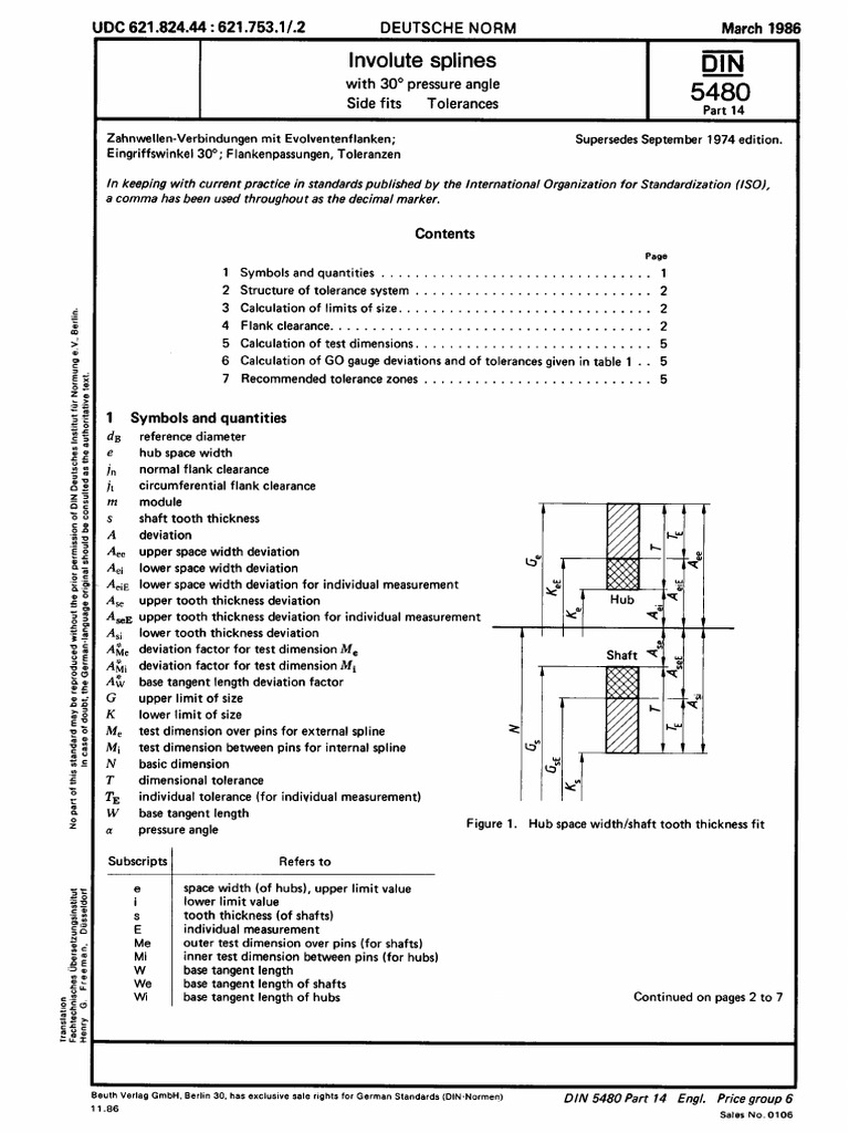 DIN 5480-14, Involute Spline | PDF