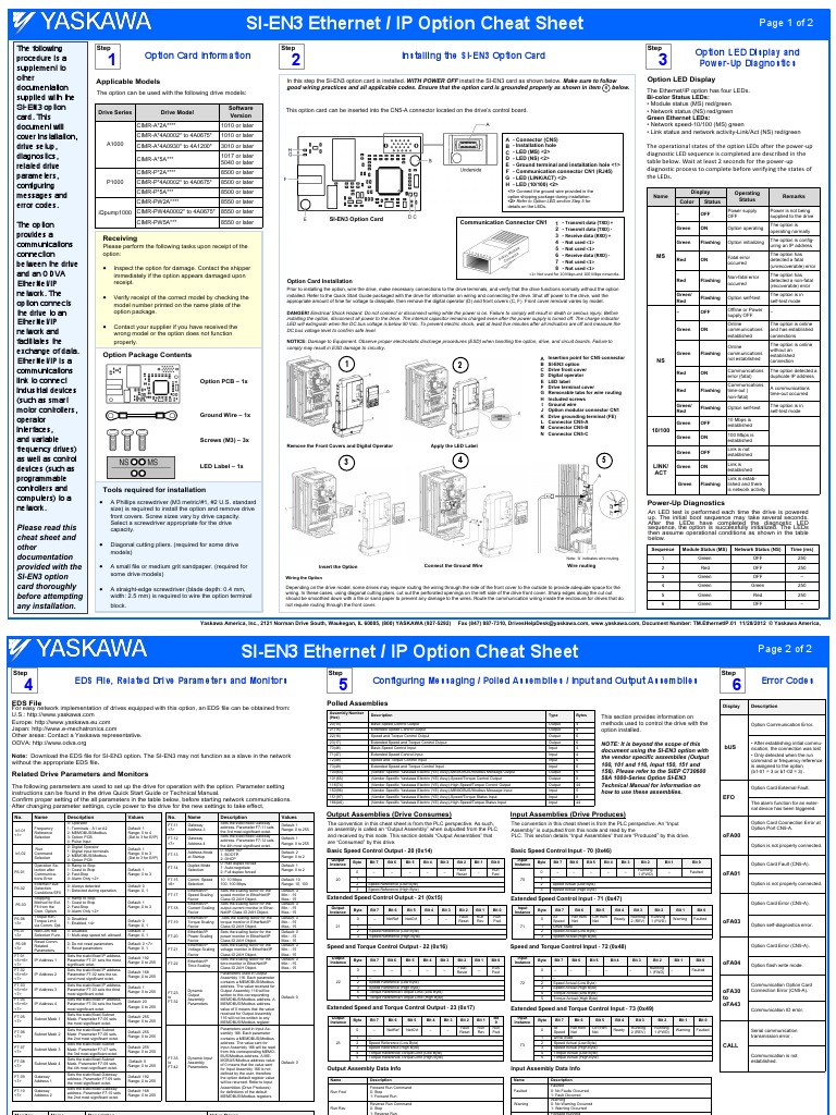 SI-EN3 Ethernet / IP Option Cheat Sheet | PDF | Electrical Connector ...