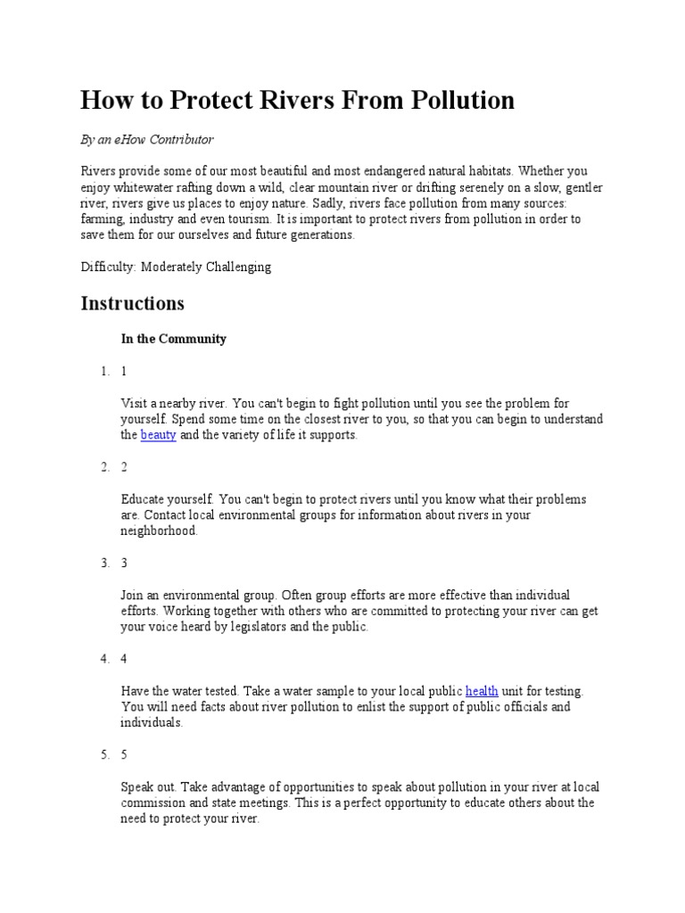 How To Protect Rivers From Pollution | PDF | Pollution | River