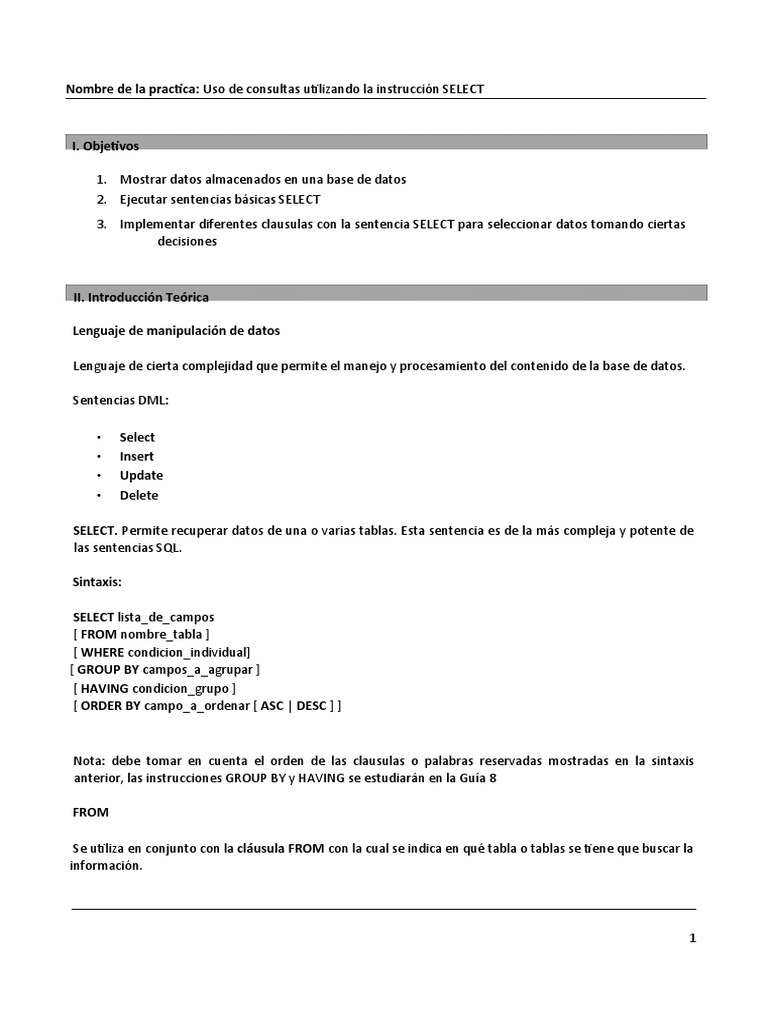 Utilizando Consulta Select SQL | PDF | SQL | Gestión de la información
