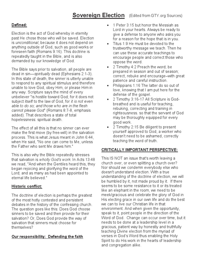 Understanding Sovereign Election in Salvation | PDF | Salvation | Grace ...