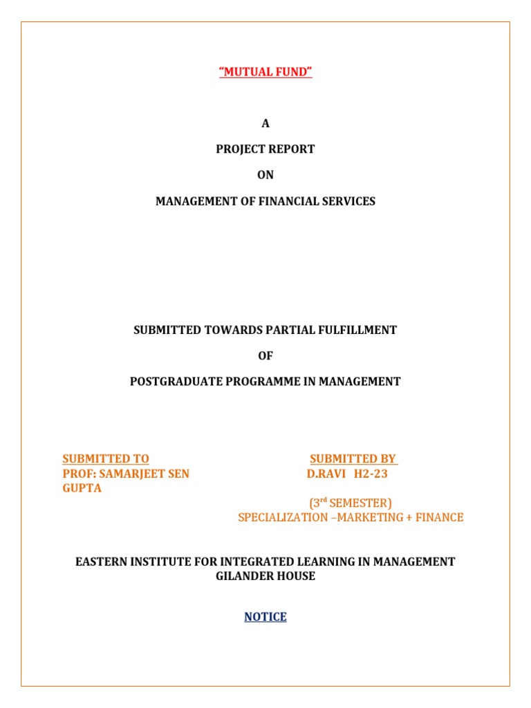 Mutual Fund Management Report | PDF | Mutual Funds | Investing