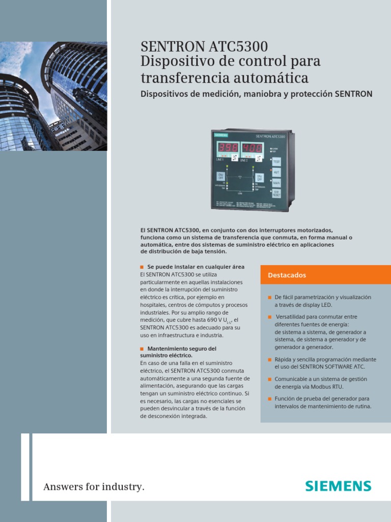Sentron ATC5300 Control para Transferencia PDF | PDF | Generador ...