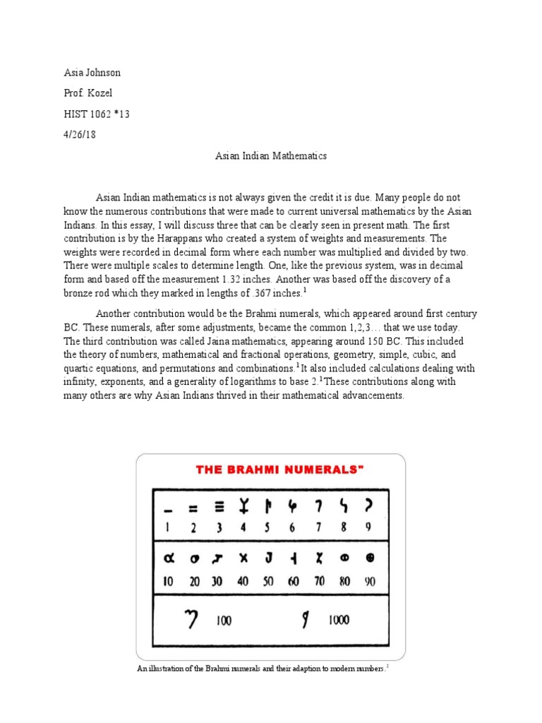 An Illustration of The Brahmi Numerals and Their Adaption To Modern ...