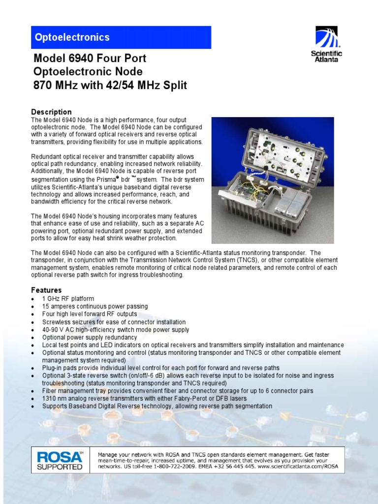 6940 Node Specs | PDF | Amplifier | Power Supply