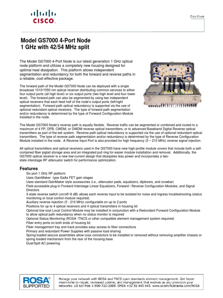 GS7000 Node Specs | PDF | Wavelength Division Multiplexing | Amplifier