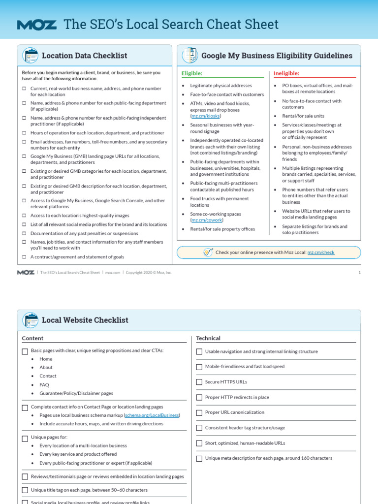 The SEO's Local Search Cheat Sheet: Location Data Checklist Google My ...