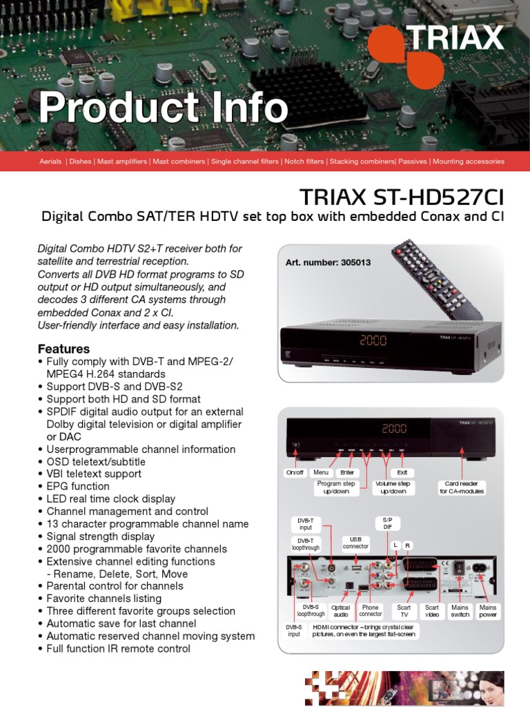 Triax Product Info (Triax St-Hd527ci) - 2 Screen | PDF | High ...