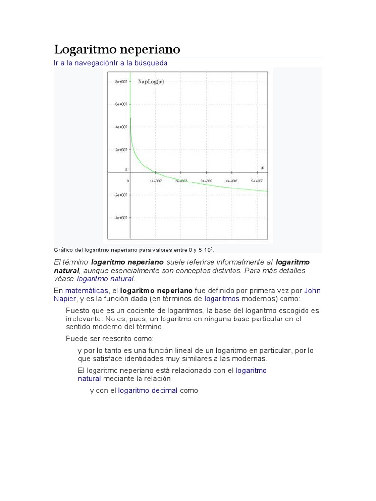 Logaritmo Neperiano | PDF | Métodos y materiales de enseñanza