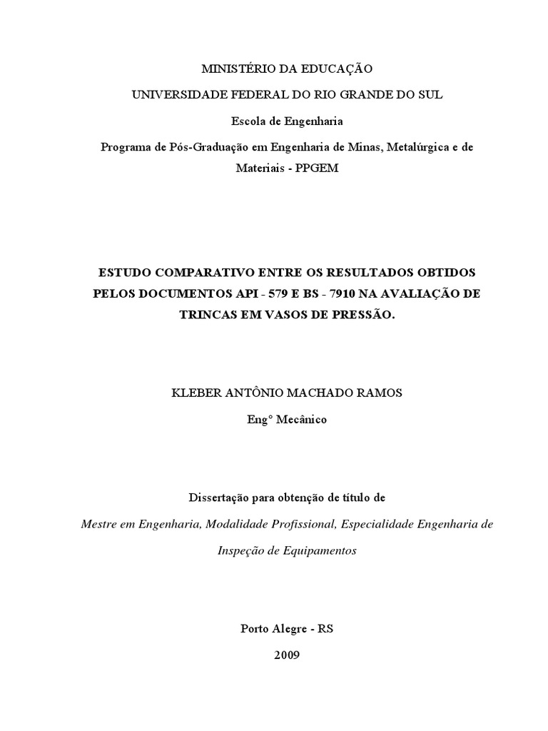 Comparativo API 579 Y BS 7910 PDF | PDF | Estresse (Mecânica) | Fratura