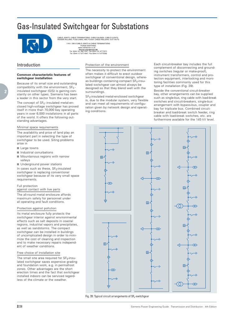 Gas-Insulated Switchgear For Substations: Common Characteristic ...