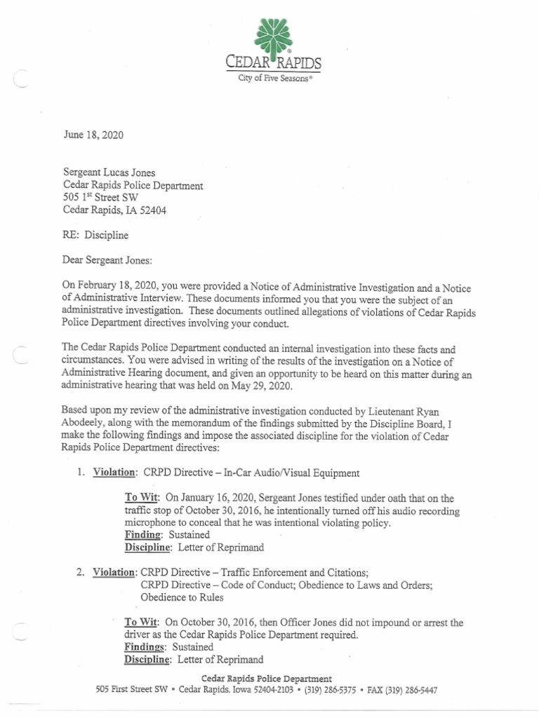 Lucas Jones Termination Letter | PDF