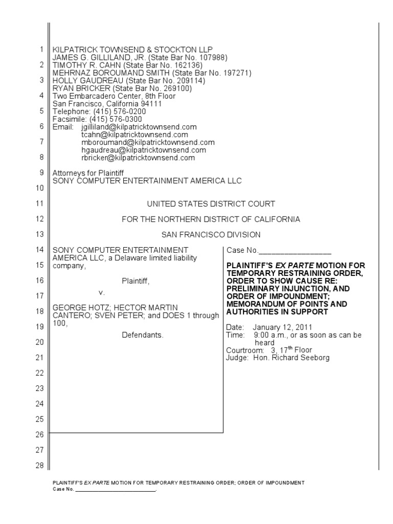 Motion For TRO | PDF | Digital Millennium Copyright Act | Digital Rights Management