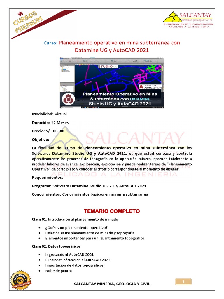 Planeamiento Operativo en Mina Subterranea Con Datamine Studio UG y AutoCAD 2021 PDF | PDF ...