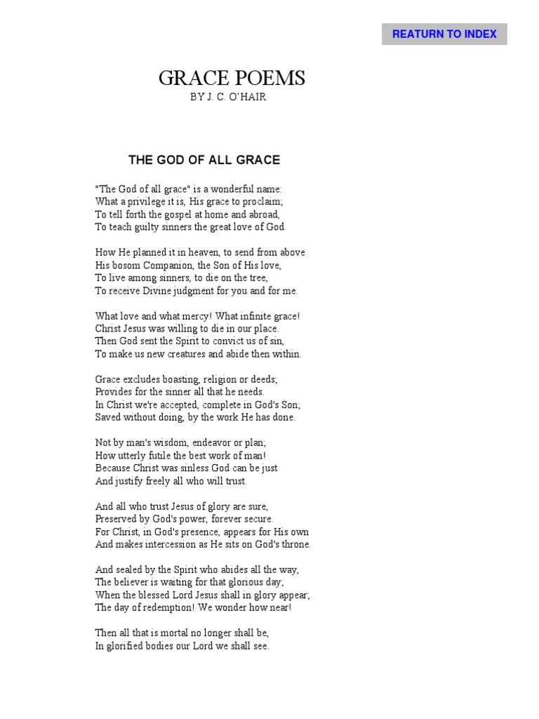Grace Poems: The God of All Grace | PDF | Grace In Christianity | Glory (Religion)